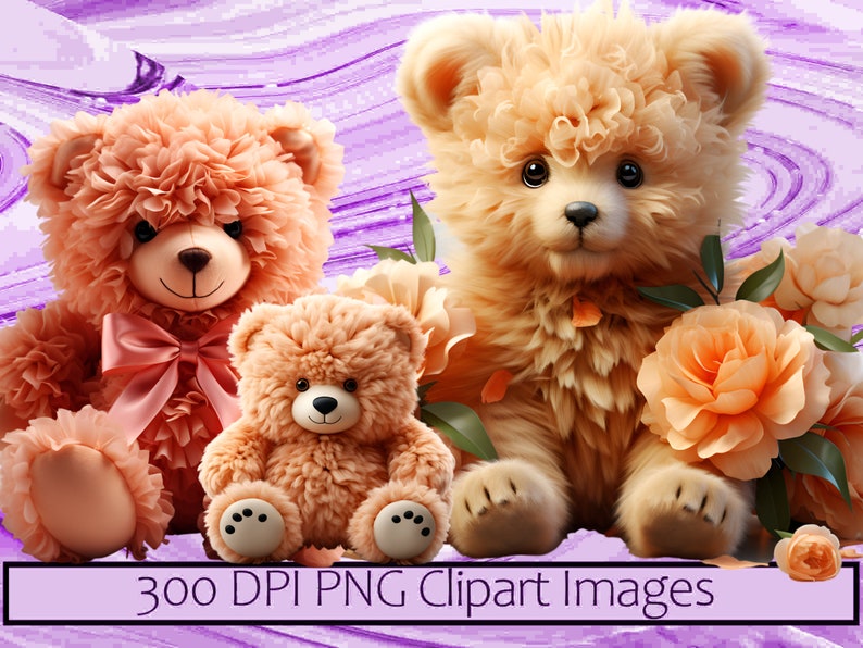 Sweet Peach Teddy Bear Clipart for New Baby Commercial Use Gift Baby ...
