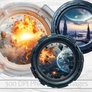 Spaceship Window Clipart Portal Window PNG Bundle PNG Graphics ...