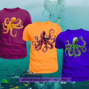 Octopus Clipart Rainbow Octopus Watercolor PNG Bundle PNG Graphics ...