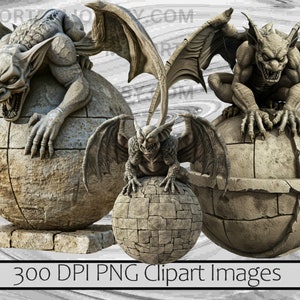 Gargoyle Clipart Stone Gargoyle PNG Gothic Statues Clipart Digital ...