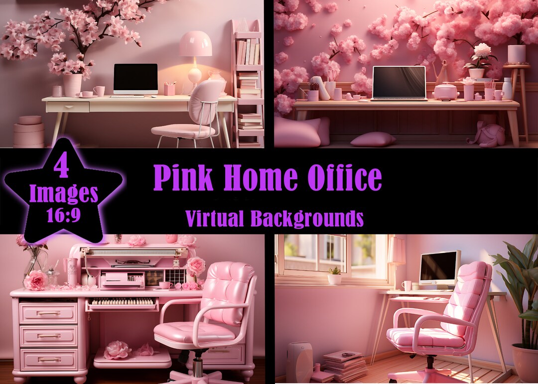Soft Pink Home Office Zoom Background Virtual Meeting Backdrops ...