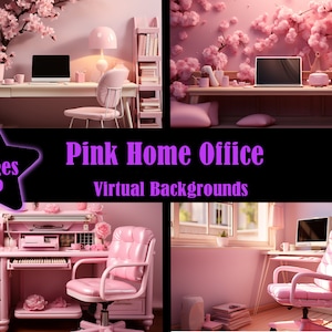 Soft Pink Home Office Zoom Background Virtual Meeting Backdrops ...