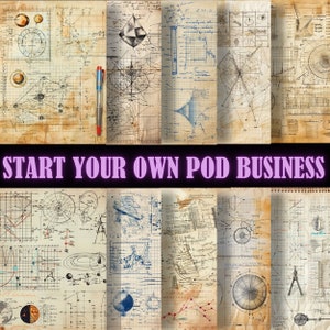 Graph Paper Blueprints Math Drawings PNG Printable Schematic Vintage ...