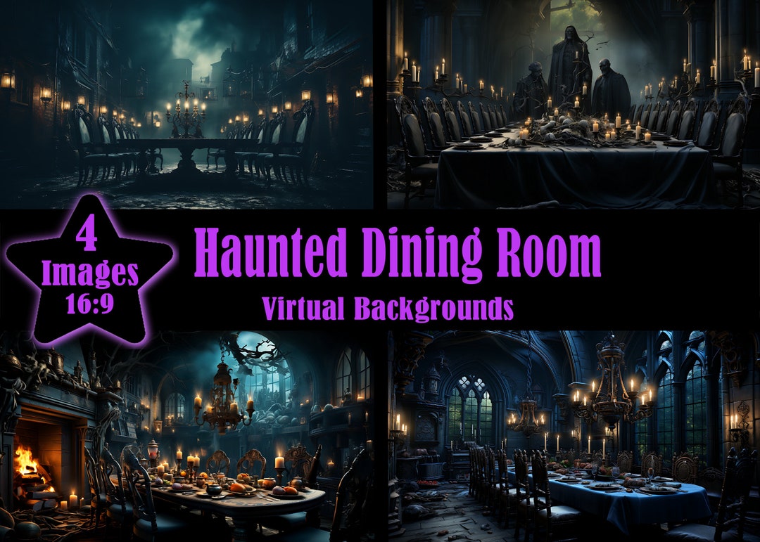 Haunted Mansion Dining Room 4 Pack Zoom Background Virtual Meeting ...
