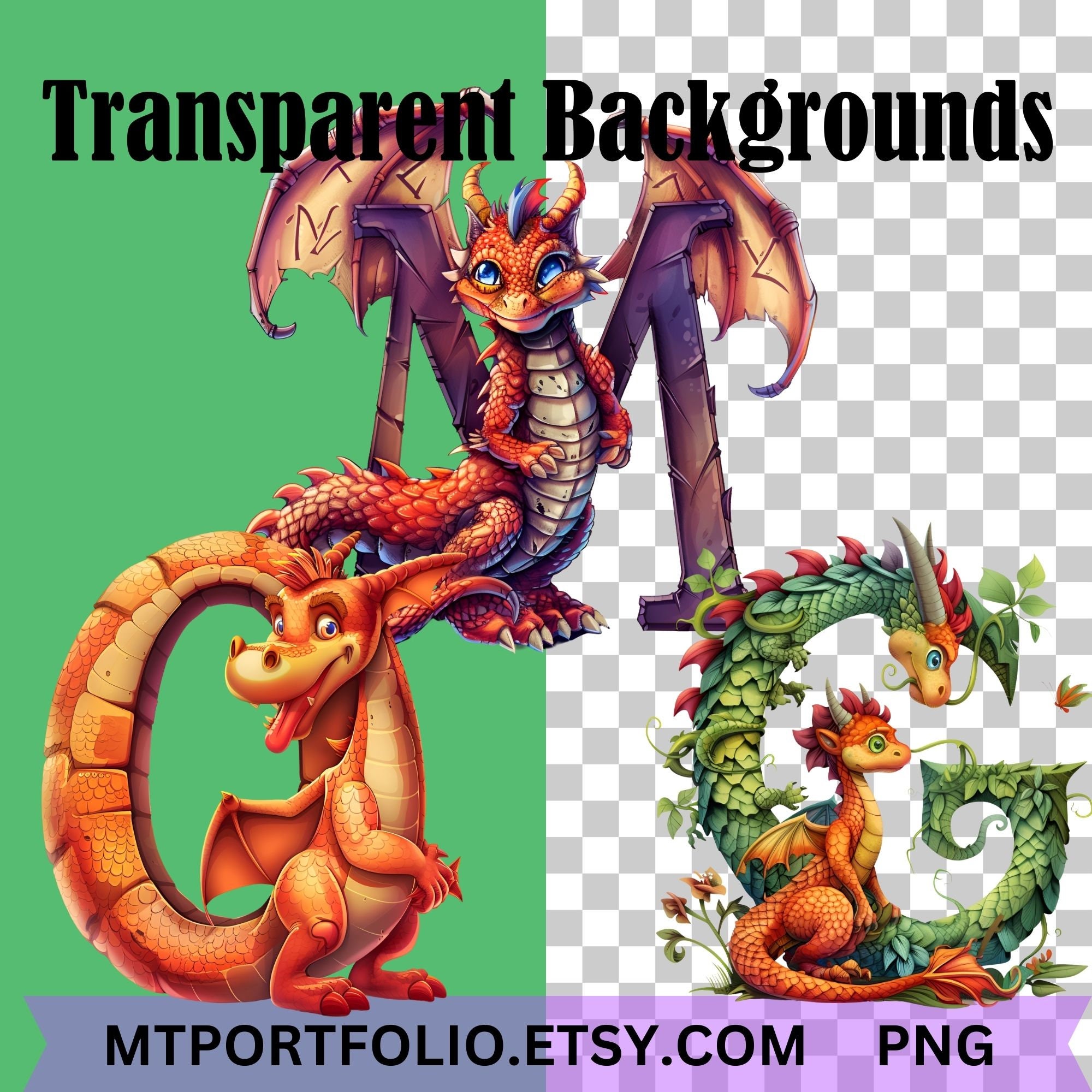 Cute Dragon Letters PNG Anime Dragon Alphabet Individual Letters ...