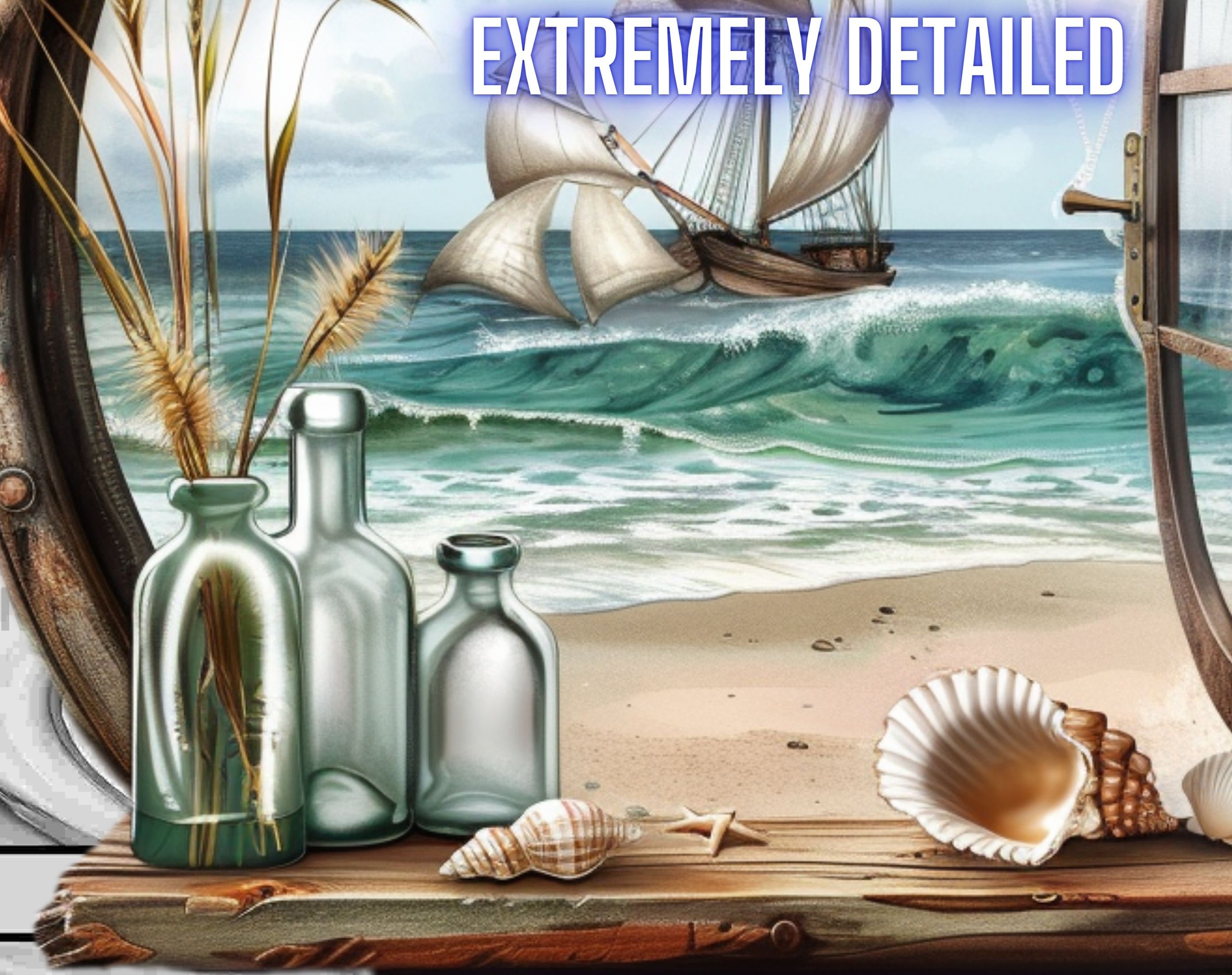 Beach Window Clipart Nautical Scene PNG Bundle Beach House Window ...