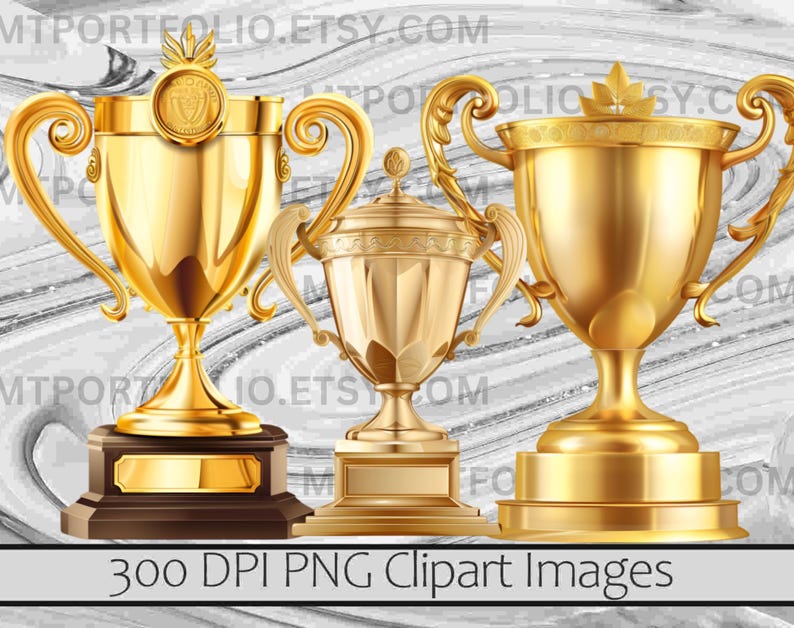 Trophy Clipart Sports Award PNG Gold Trophy Bundle PNG 1st Place ...
