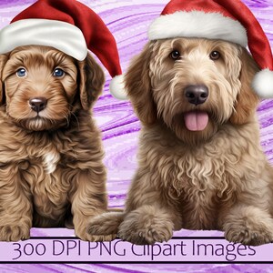 Labradoodle Doodle Red Santa Hat Christmas Graphics Dog Mom Art ...