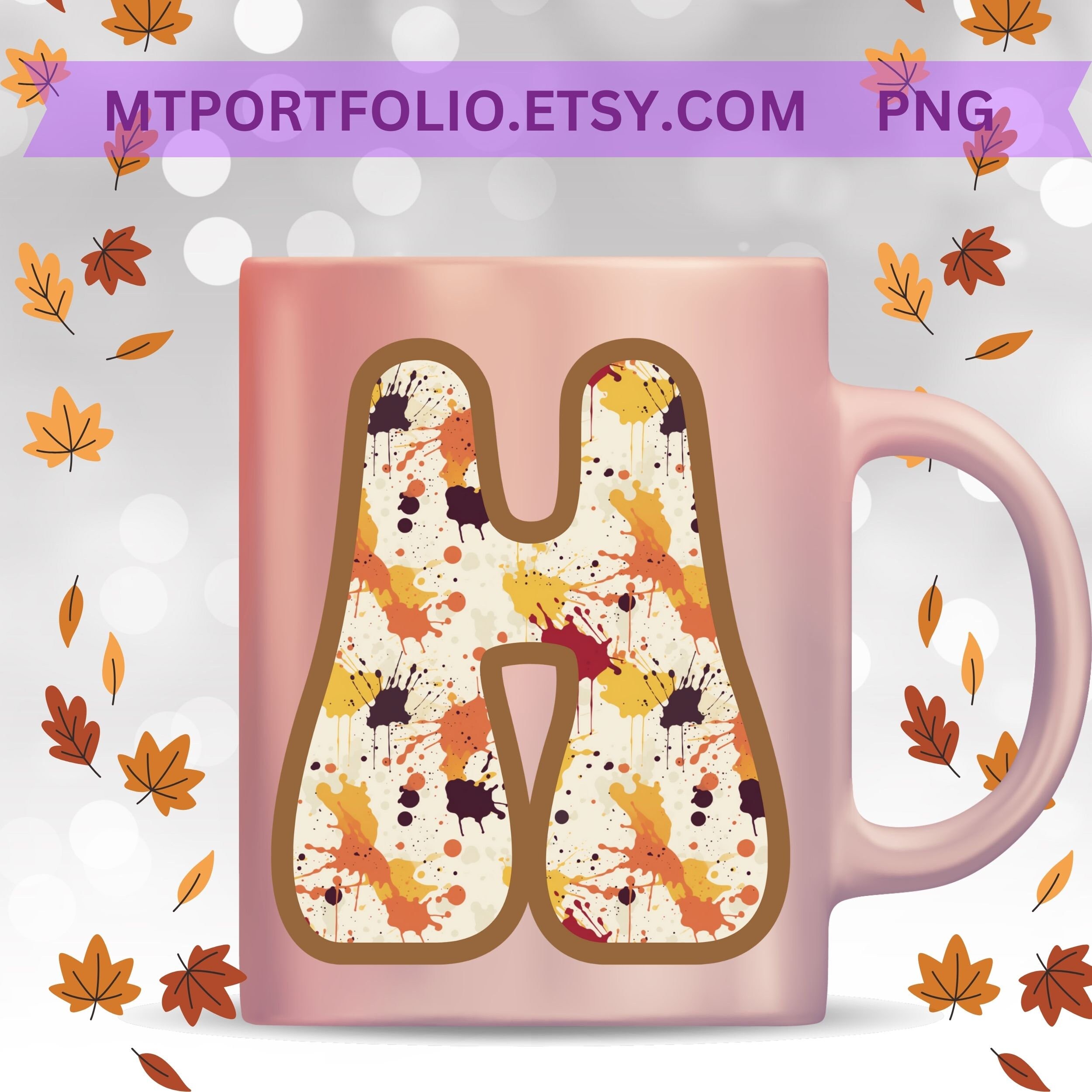 Fall Colors Paint Splatter Alphabet PNG Individual Letters and Numbers ...