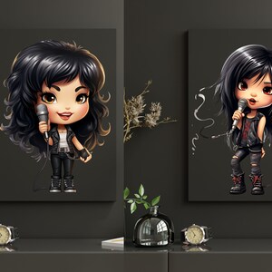 Black Hair Singer Singing Girl Chibi Kawaii Art Clipart Graphics ...