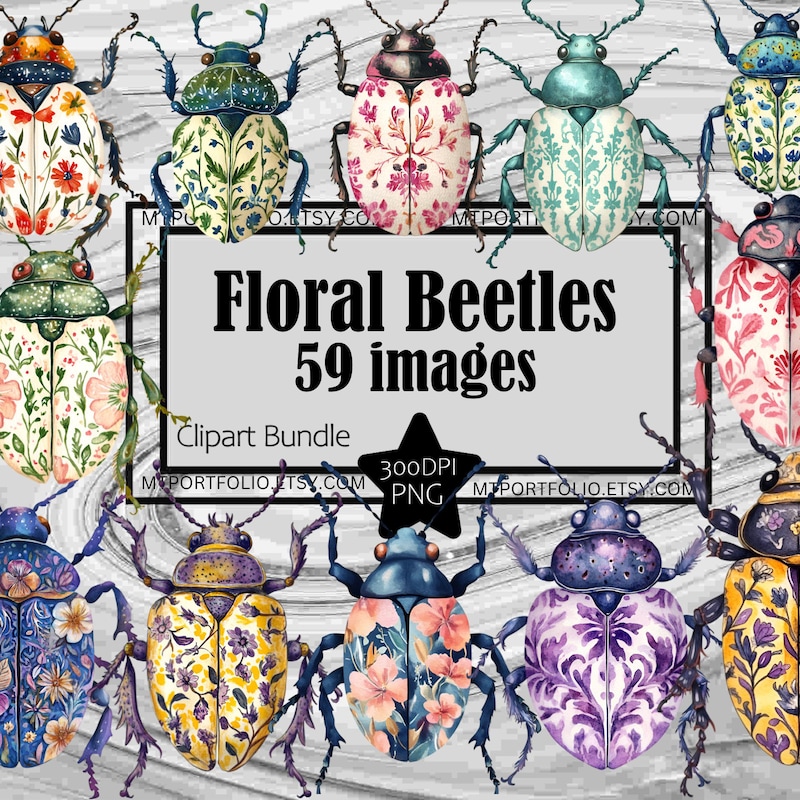 Floral Beetle Print - Etsy