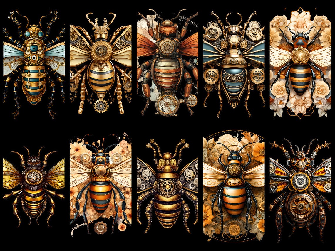 Steampunk Bees PNG Graphics Transparent Commercial Use ~digital ...