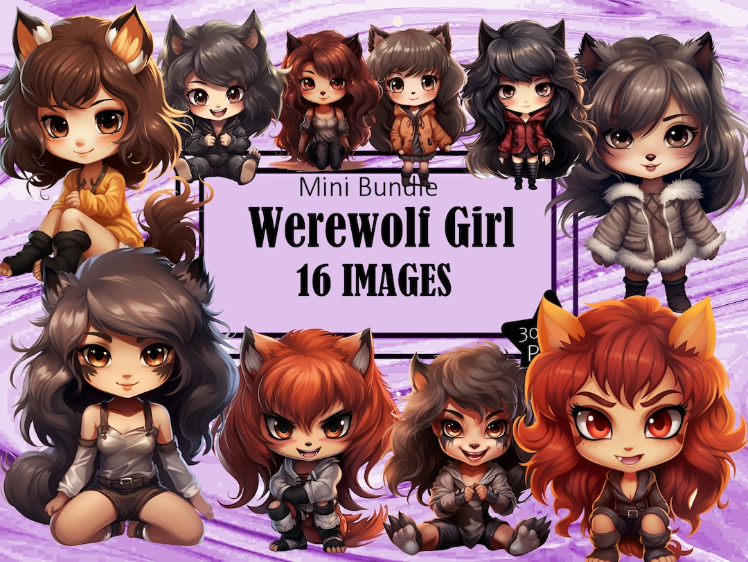 Werewolf Girl Shape Shifter Fursona Chibi Kawaii Art Clipart Graphics ...