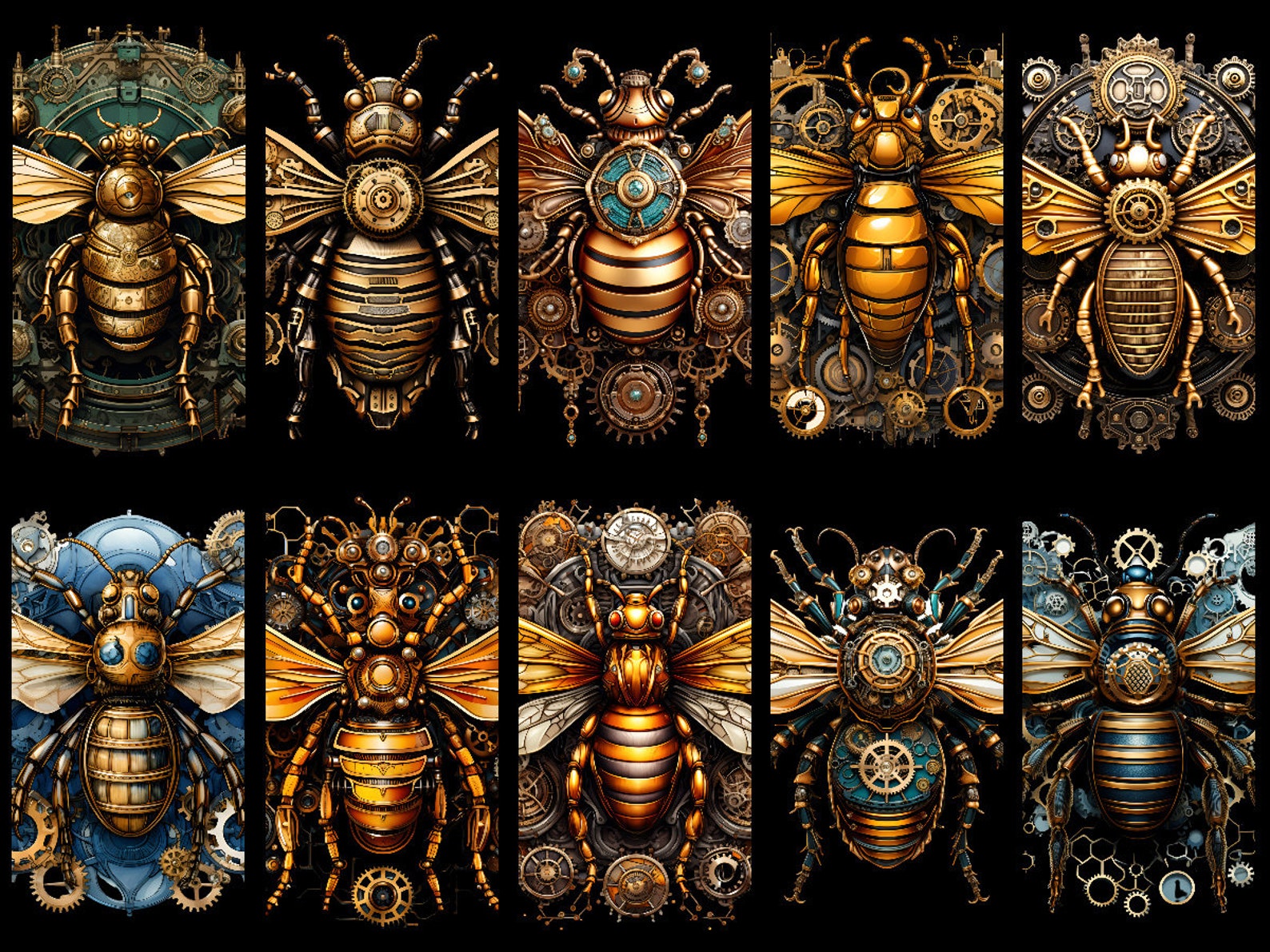 Steampunk Bees PNG Graphics Transparent Commercial Use ~digital ...