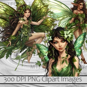 Green Fairy Clipart Green Fae Faerie Clipart Bundle Earth Spirit PNG ...