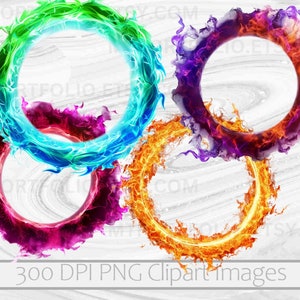 Ring of Fire Frame Clipart Flame Frame PNG Bundle Translucent ...