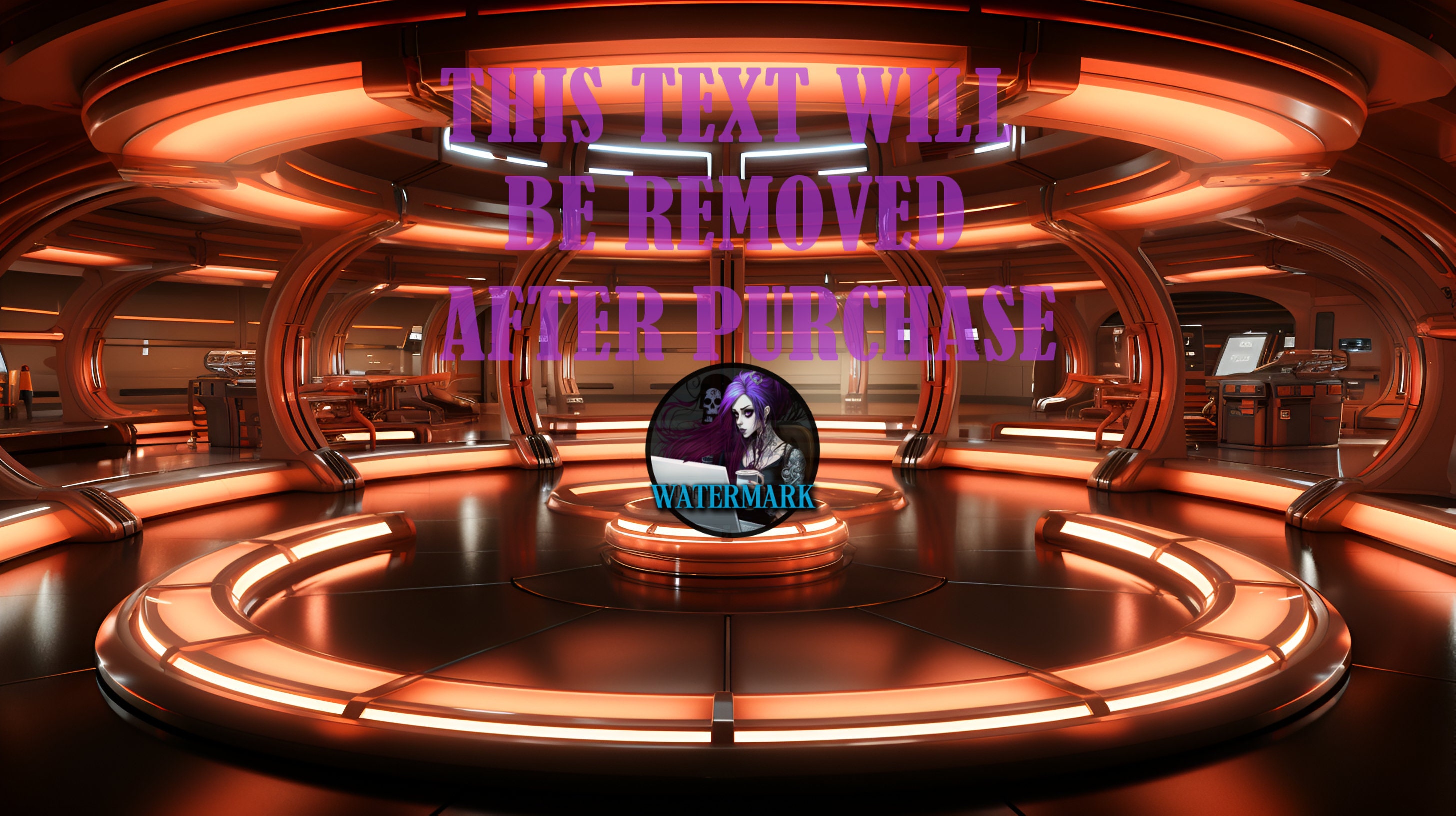Alien Ship Interior Orange 4 Pack Zoom Background Virtual Meeting ...