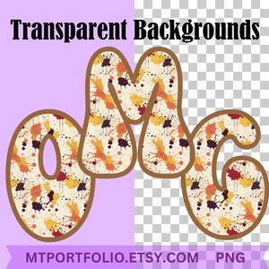 Fall Colors Paint Splatter Alphabet PNG Individual Letters and Numbers ...