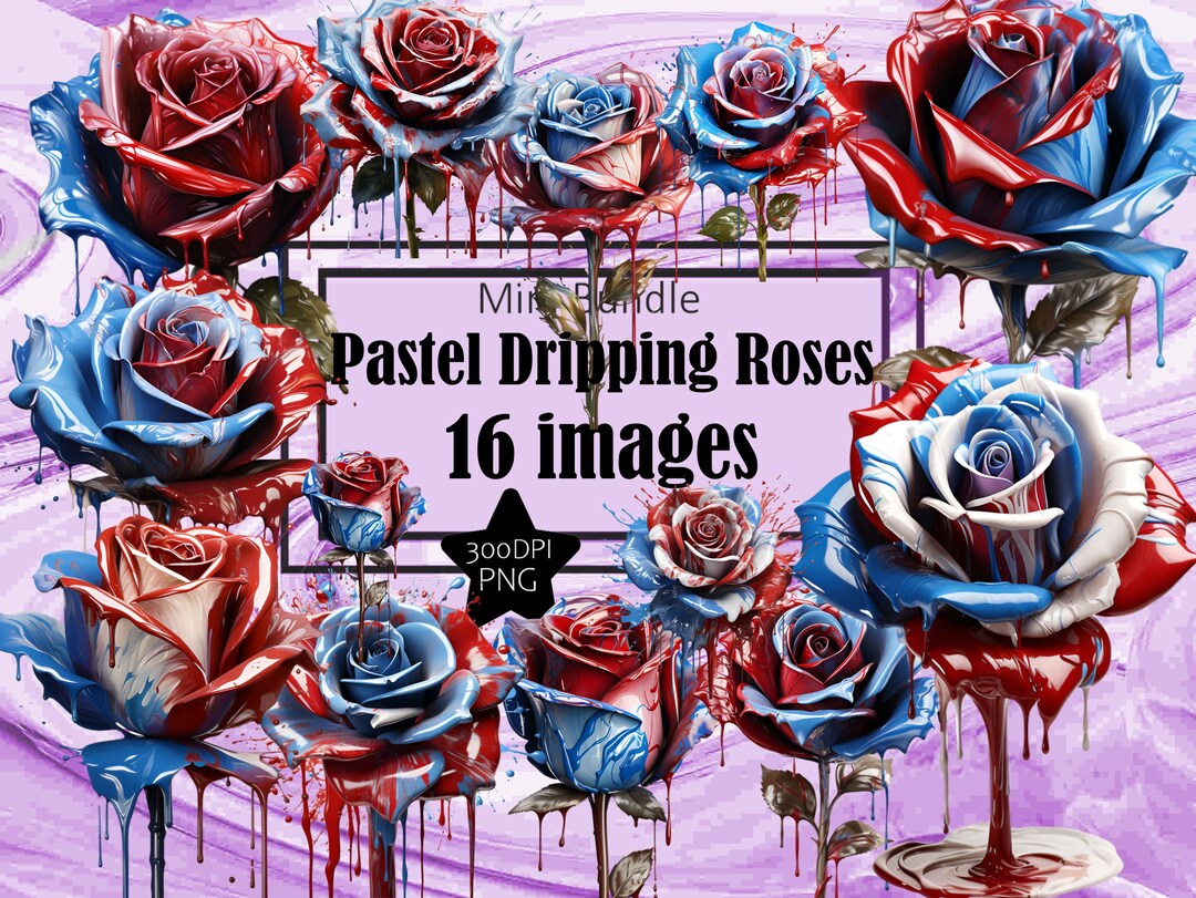 American Flag Red White Blue Roses Dripping Paint Artist Flowers Art ...