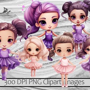 Chibi Ballerina Clipart Ballet Dancer PNG Digital Download Tutu Fashion ...