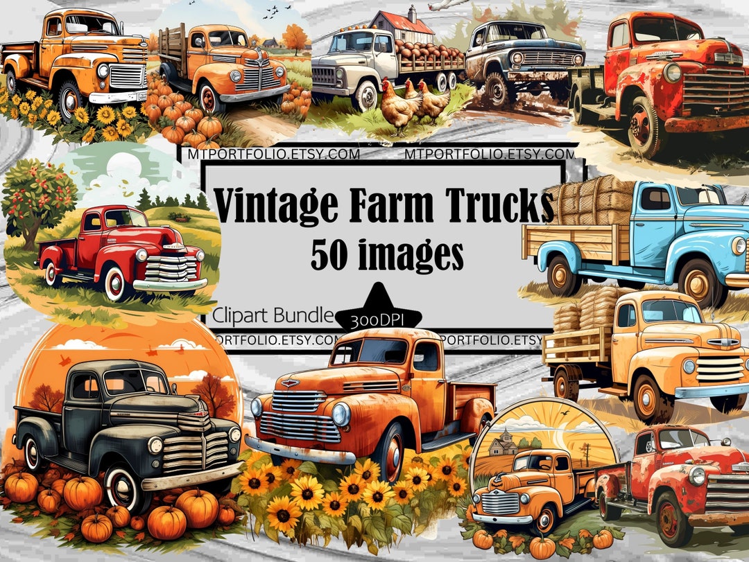 Farm Truck PNG Vintage Pickup Truck Graphics Commercial Digital ...