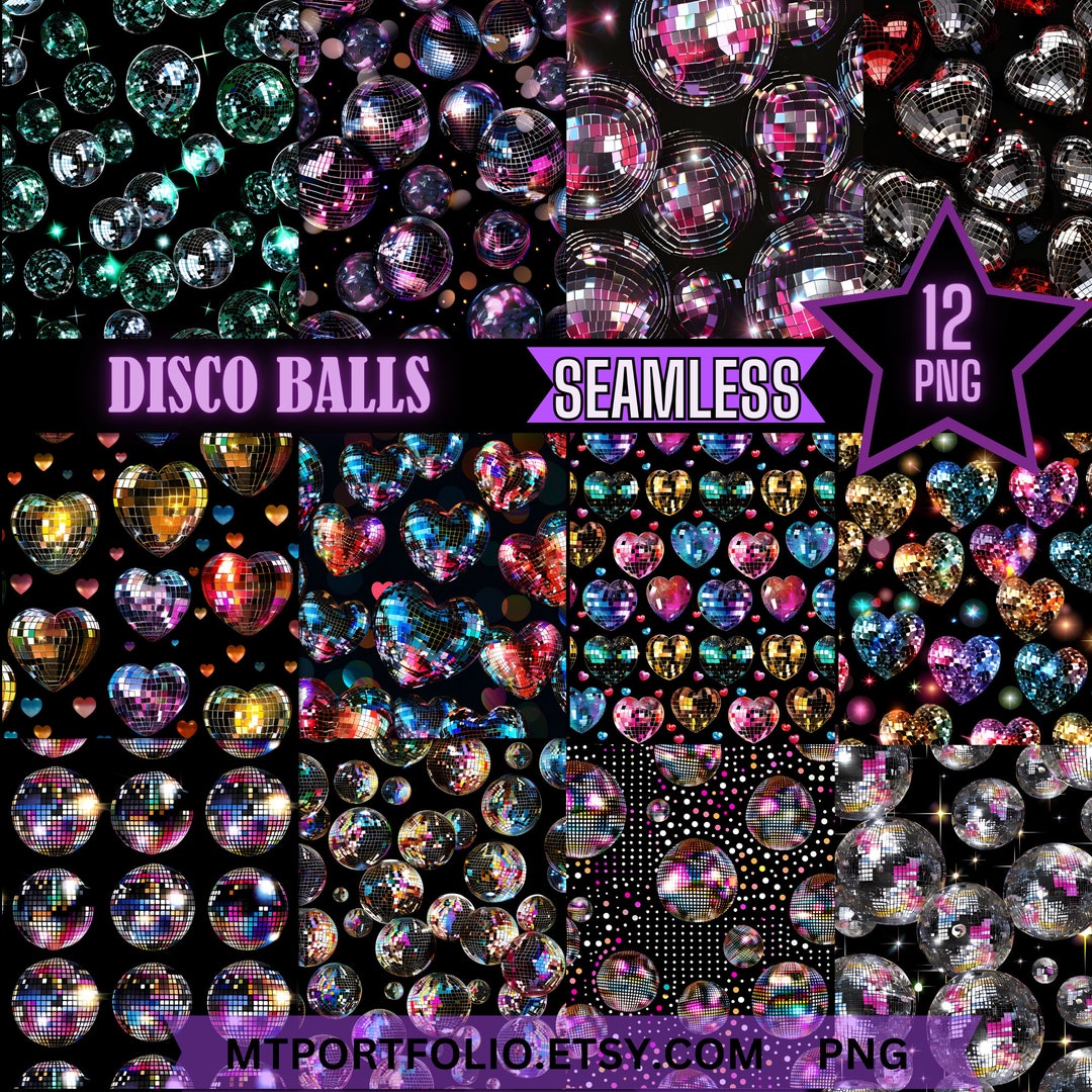 Disco Mirror Ball Seamless Digital Paper Print 12 Pack Dance Party ...