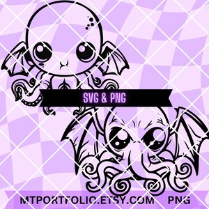 Cthulu Chibi SVG Bundle Kawaii PNG Cut Files Craft Making, Cut File for ...