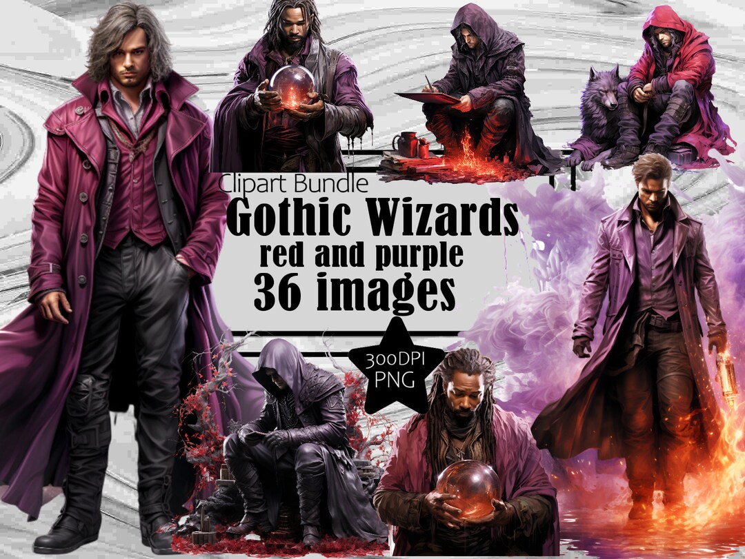 Gothic Red and Purple Wizards Graphics Transparent Commercial License ...