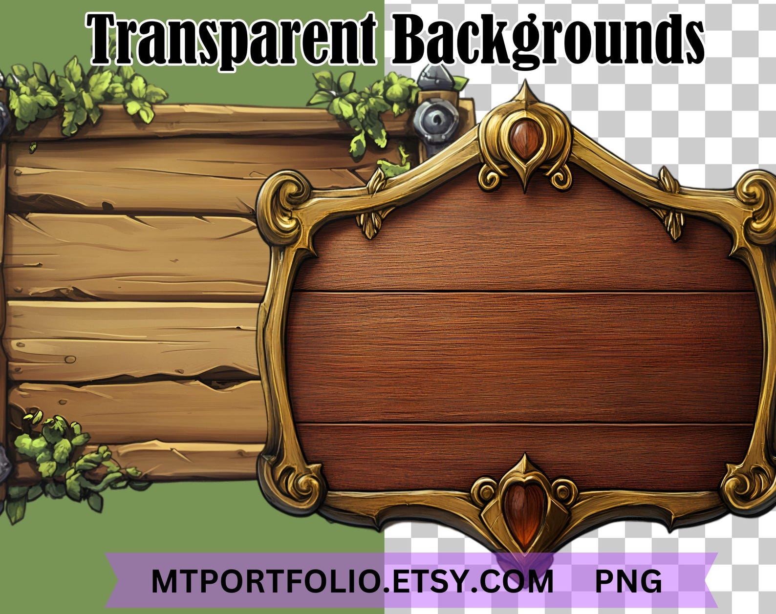Vintage Sign Clipart Blank Wooden Sign PNG Bundle PNG Graphics ...