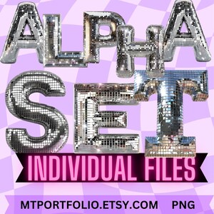 Silver Disco Ball Alphabet Mirror Dance Party Individual Letters ...