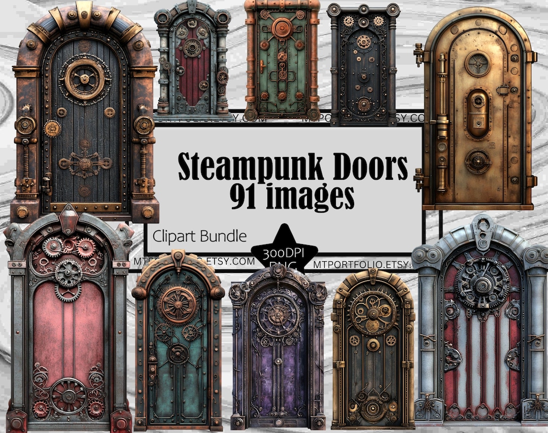 Steampunk Door Clipart Steampunk Portal Clipart Brass Gear Graphics ...