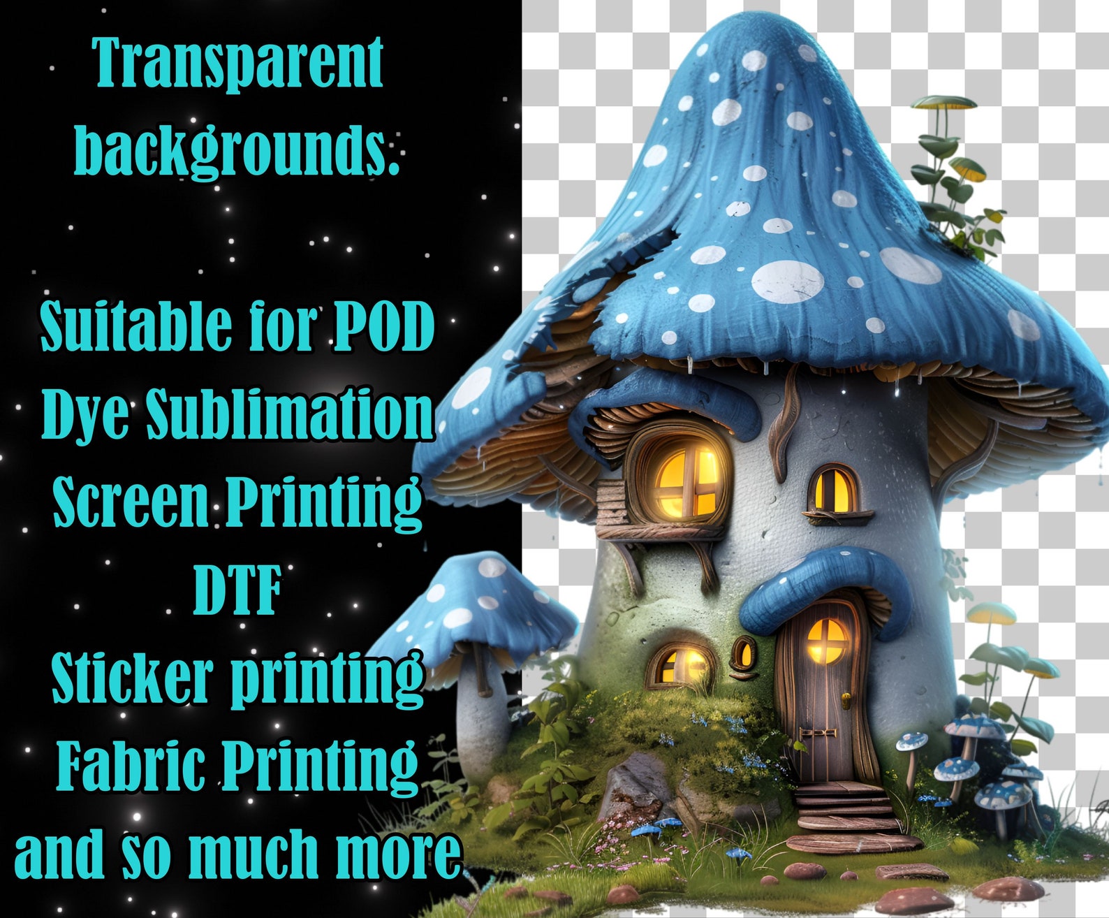 Mushroom House Clipart Blue Mushroom House Fairytale Fantasy House ...