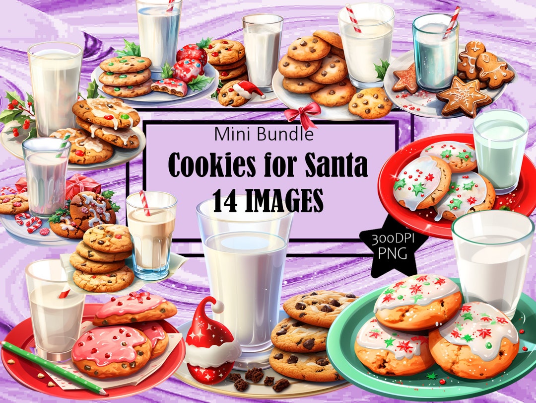 Cookies and Milk for Santa Christmas Holiday Baking Graphics Art ...