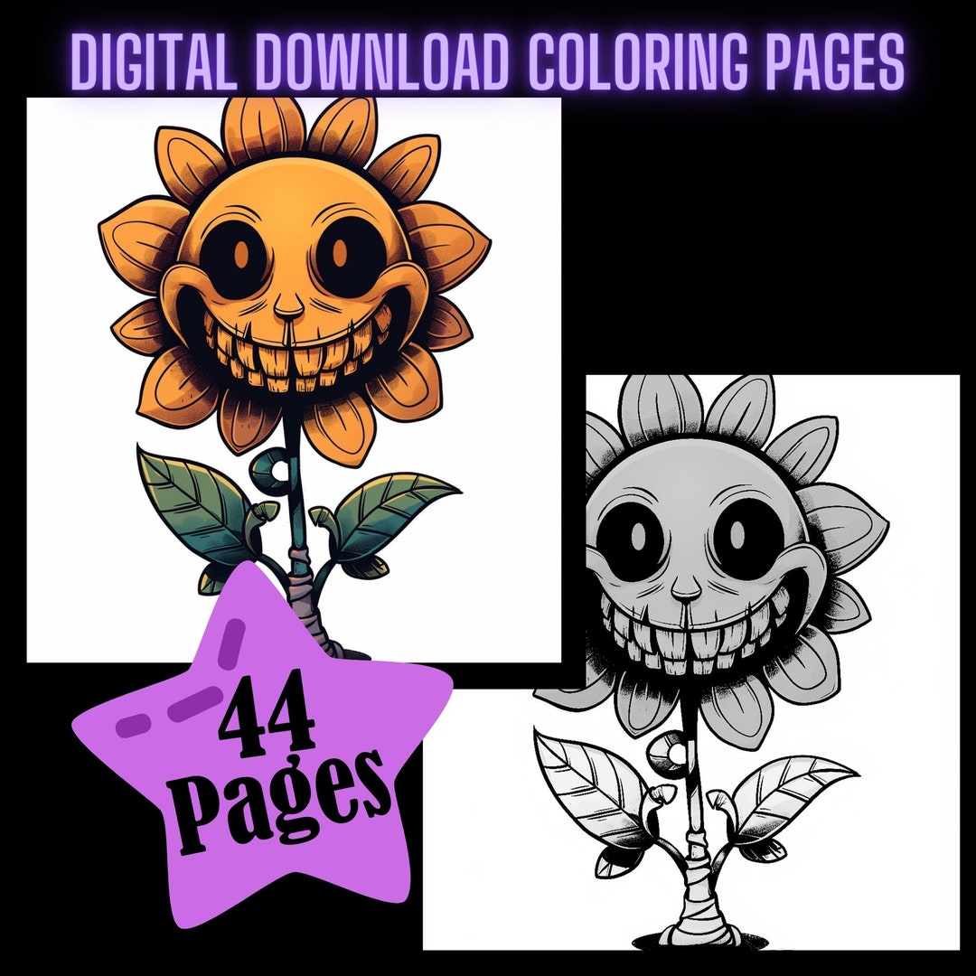 Creepy Cute Flowers 44 Coloring Pages for Adults Flower Monster Plants ...