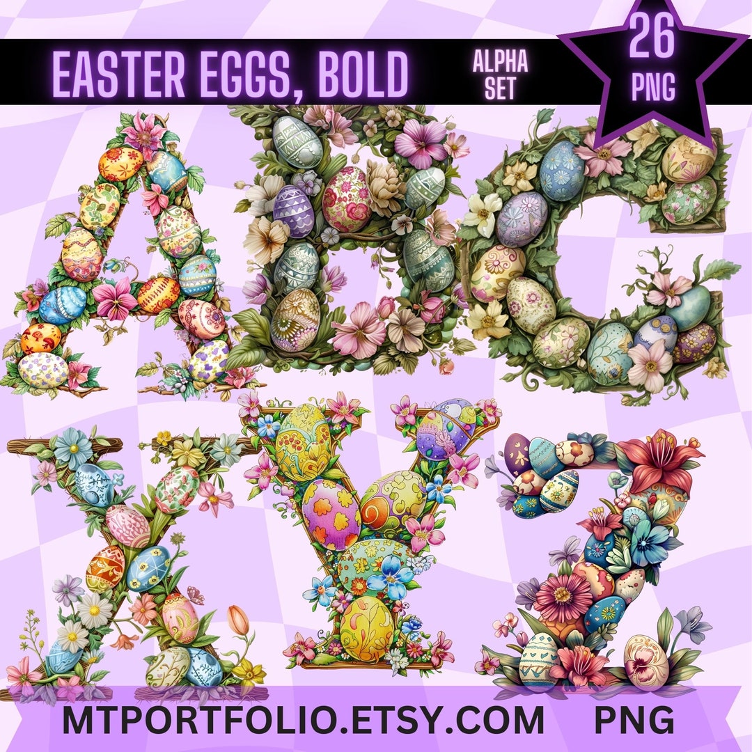 Easter Egg Alphabet PNG Individual Letters Clipart Digital Alphabet ...