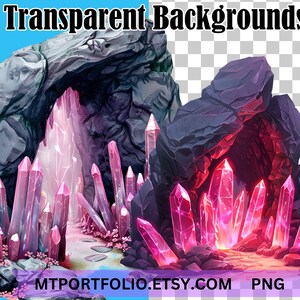 Pink Crystal Cave Clipart Pink Crystal Cave Pink Geode Cave Pink ...