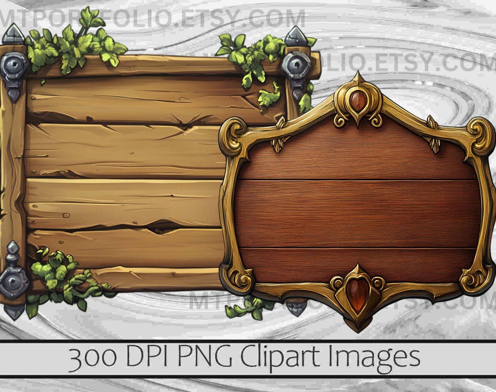 Vintage Sign Clipart Blank Wooden Sign PNG Bundle PNG Graphics ...