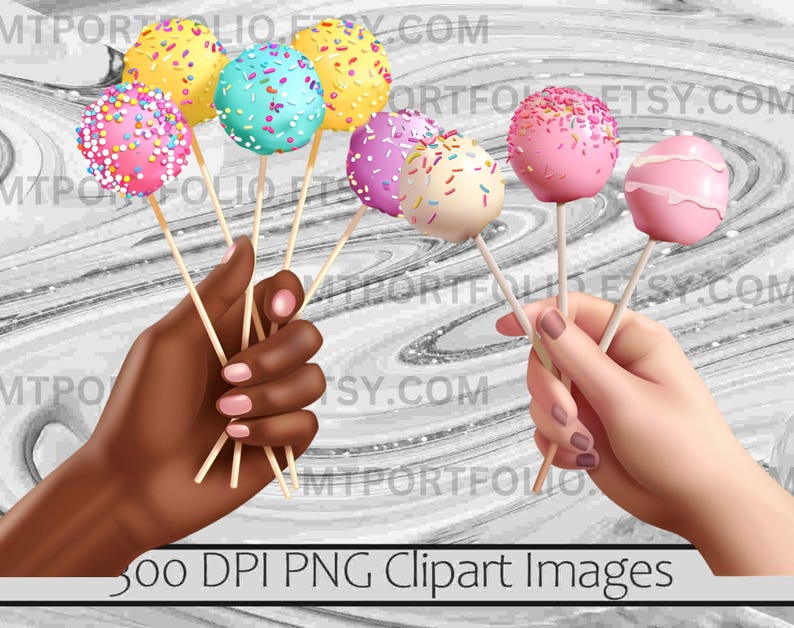Cake Pops Clipart Pink Cakepops PNG Pink Sprinkles Candy Clipart Bundle ...