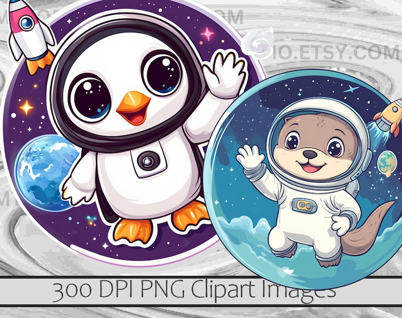 Animal Astronauts Clipart Cute Kawaii PNG Baby Astronaut Bundle PNG ...