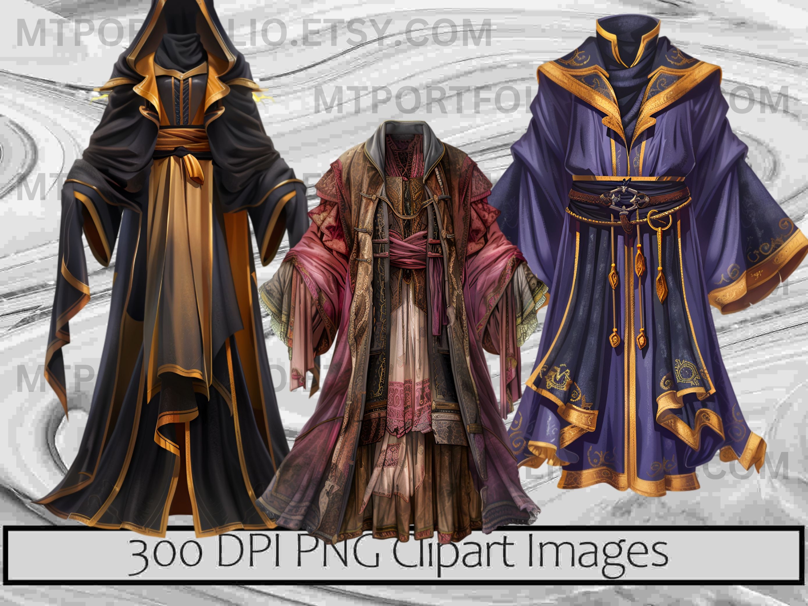 Wizard Robes Clipart Magic Cloak PNG Cosplay Robe Clipart Digital ...
