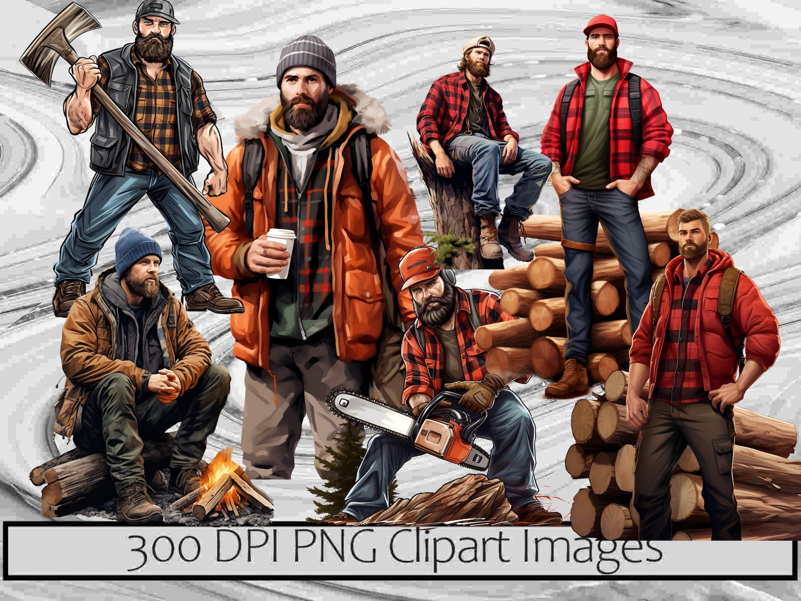 Lumberjack Clipart Logger PNG Red Plaid Graphics PNG Clipart Bundle ...