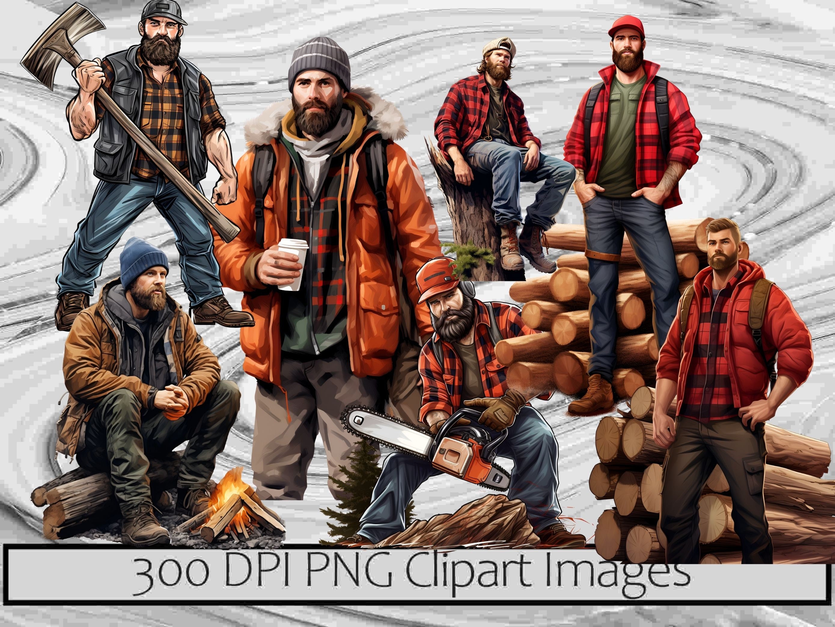 Lumberjack Clipart Logger PNG Red Plaid Graphics PNG Clipart Bundle ...