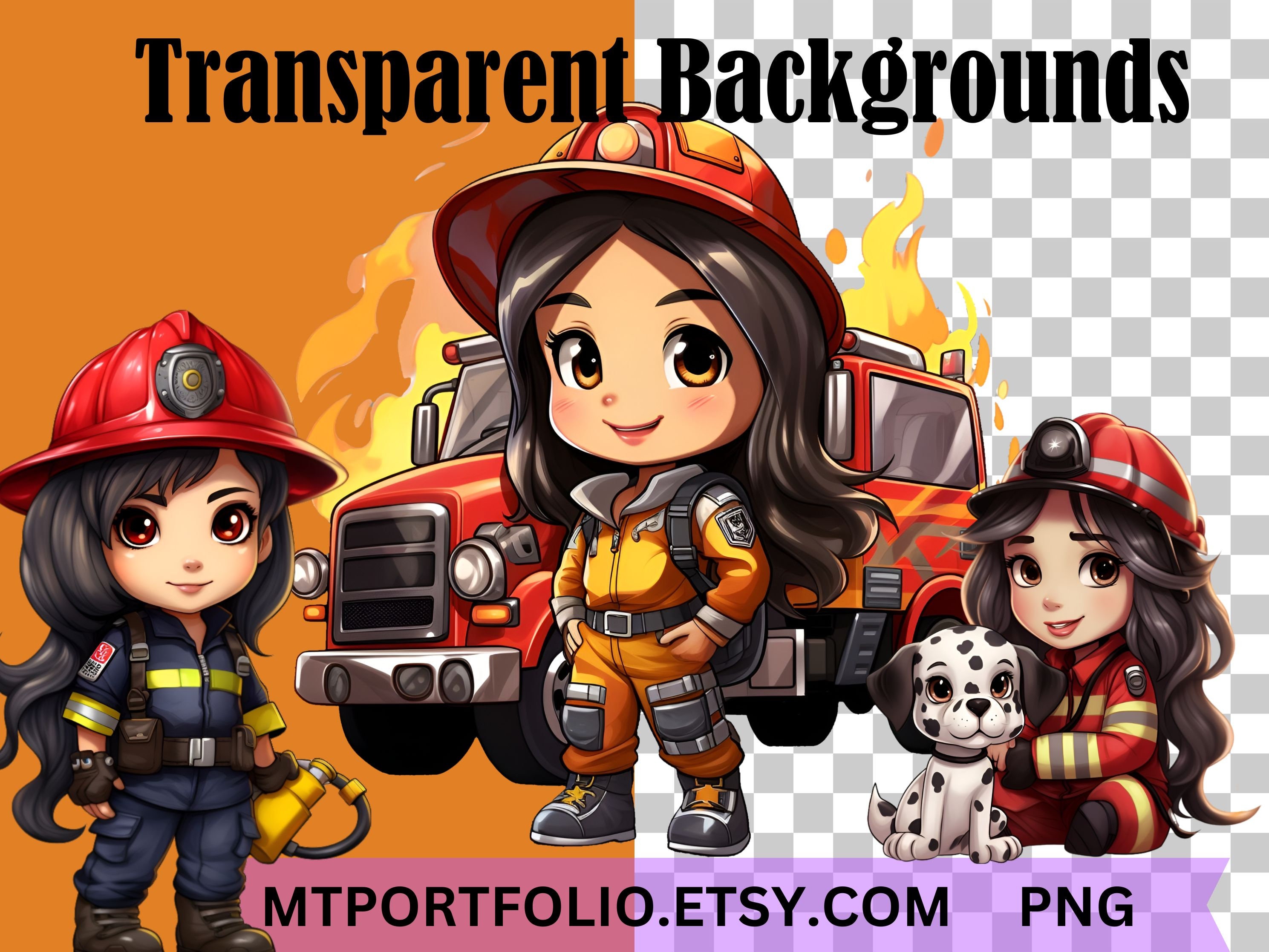 Fireman Chibi Clipart EMT First Responder PNG Firetruck Digital ...