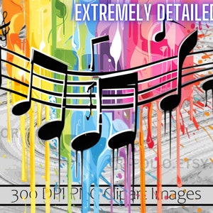 Colorful Music Clipart Music Notes Color Splashl Png Digital Download ...