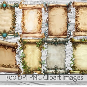 Fantasy Scroll Clipart Parchment Scroll Graphic Transparent Commercial ...