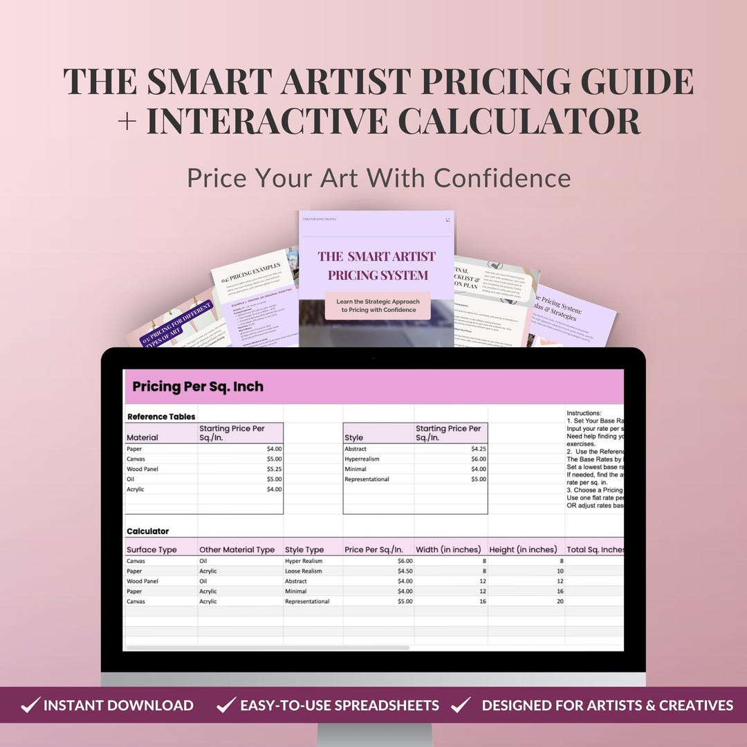 The Smart Artist Pricing Guide + 4-in-1 Interactive Pricing Calculator ...