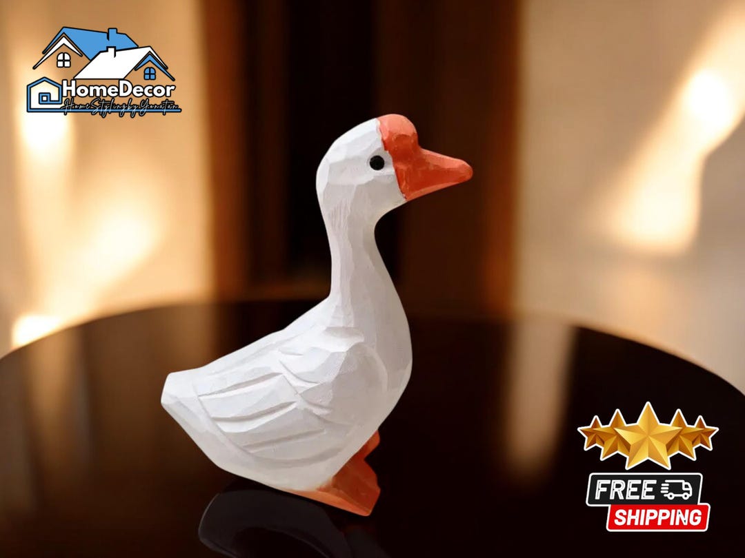 Handcrafted Wooden Goose Ornament | Rustic Animal Home Statue | Cozy ...