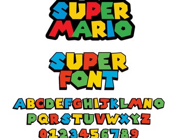 Super Mario Font Svg , Mario Bros Typography, Super Mario Cool Font ...