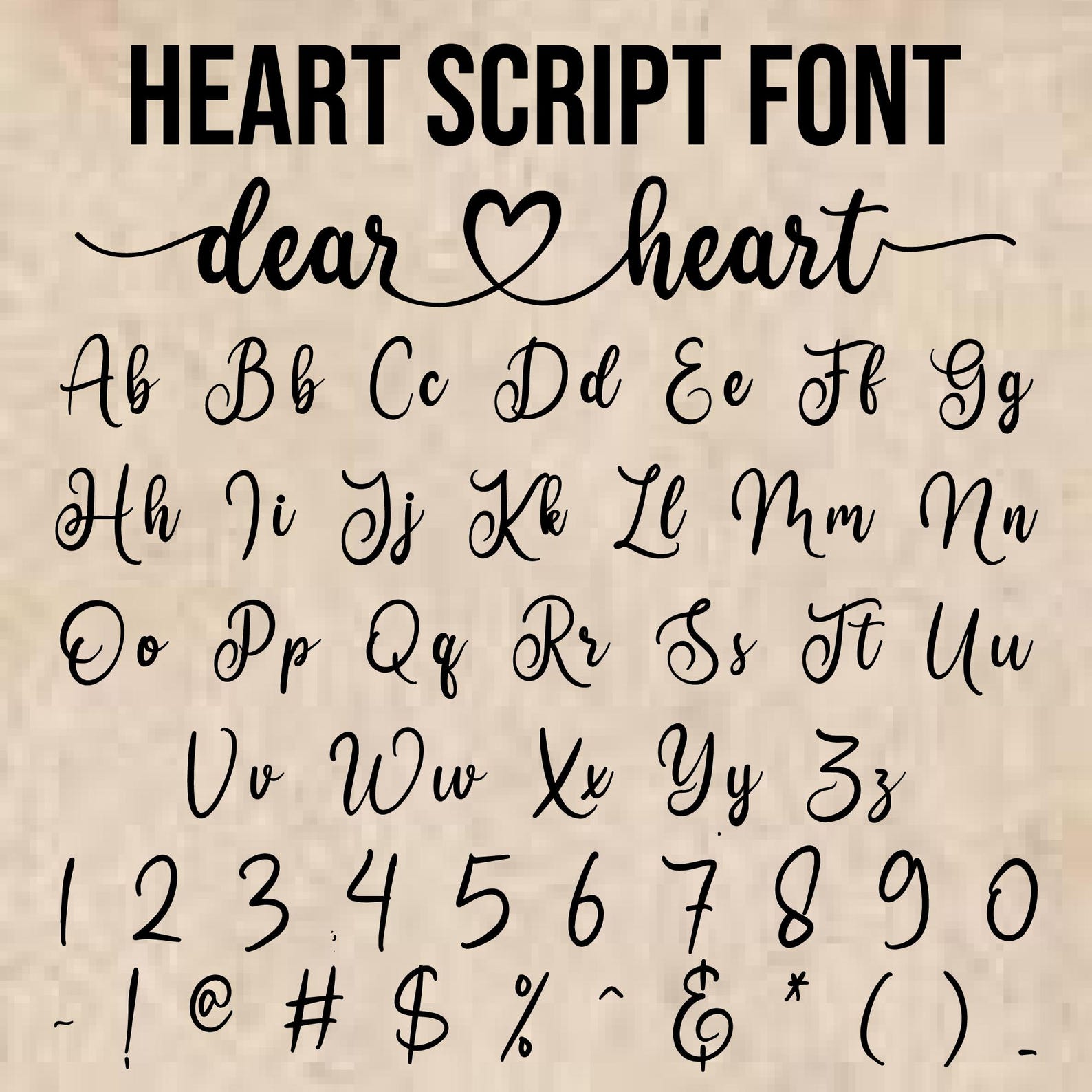 Heart Script Font, Script Font, Font With Hearts Ttf Font With Tails, Heart Font, Wedding Font ...