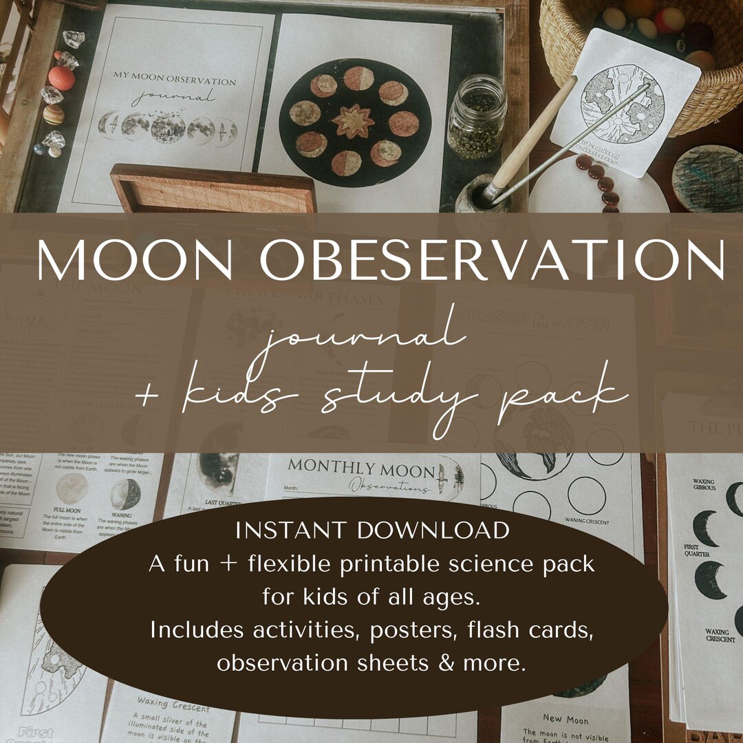 Moon Observation Journal for Kids Lunar Tracker Moon Observation ...